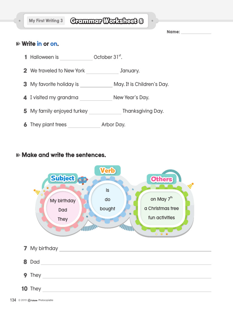 Grammar Worksheet: Sentence Writing | PDF