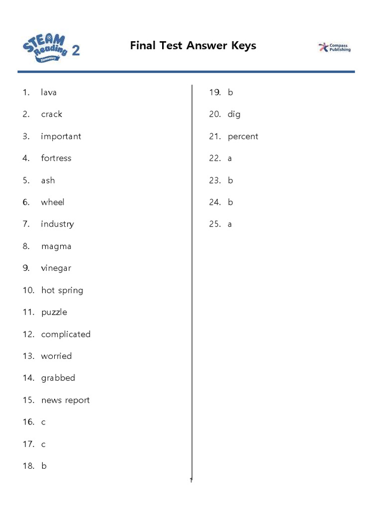 Final Test Answer Keys Overview | PDF