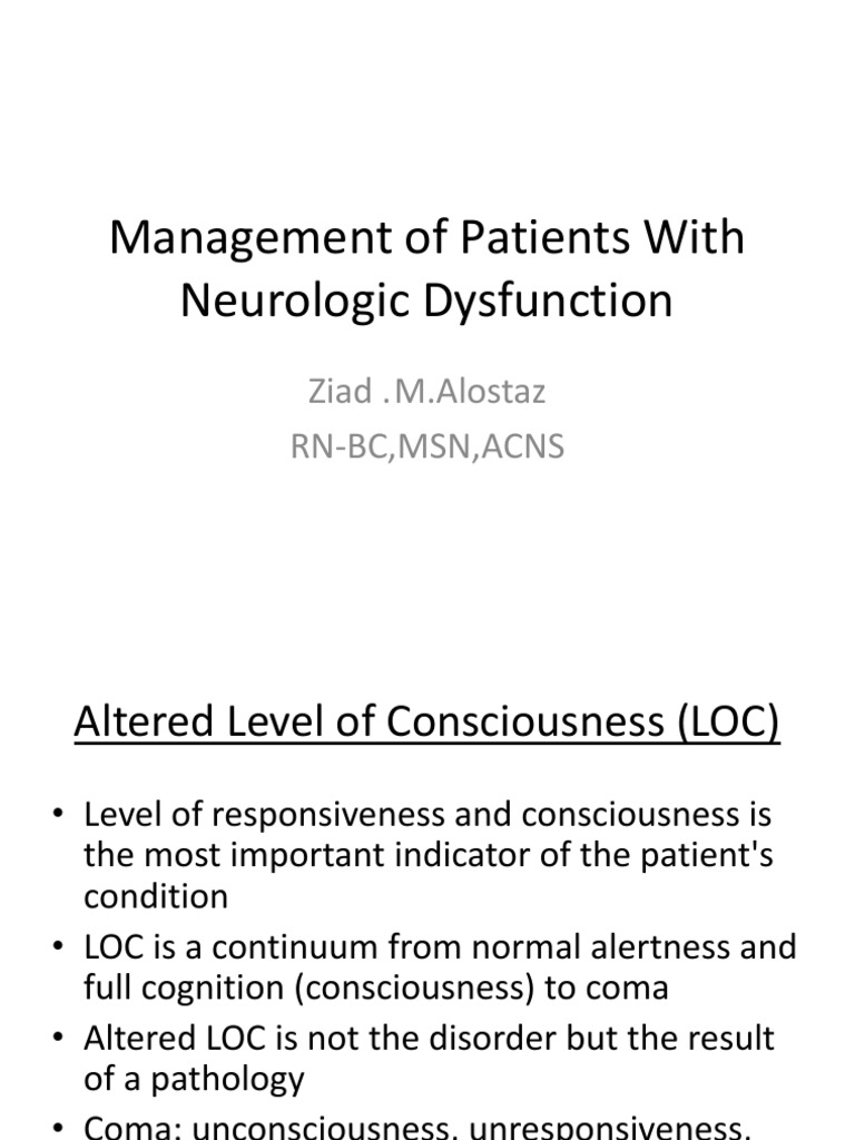 Management of Patients With Neurologic Dysfunction | PDF | Coma ...