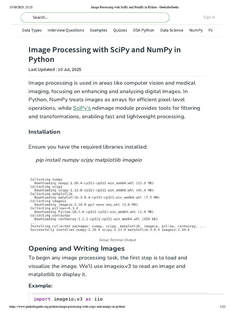 Image Processing With SciPy and NumPy in Python - GeeksforGeeks | PDF | Raw Image Format ...