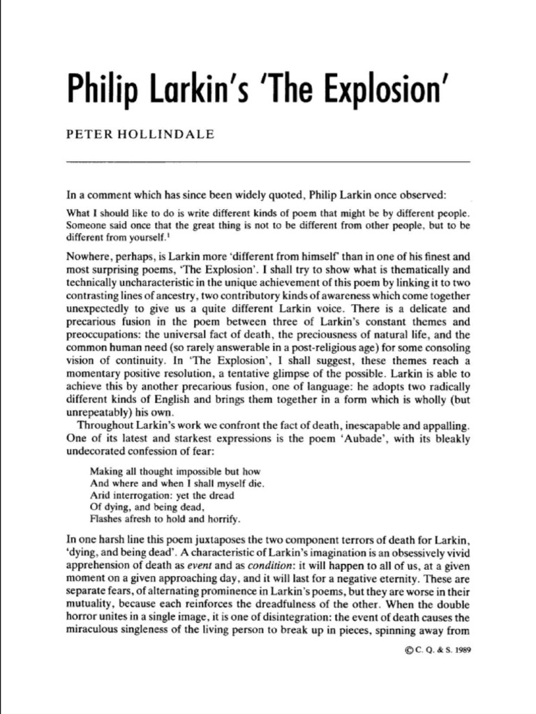 Philip Larkin S The Explosion | PDF