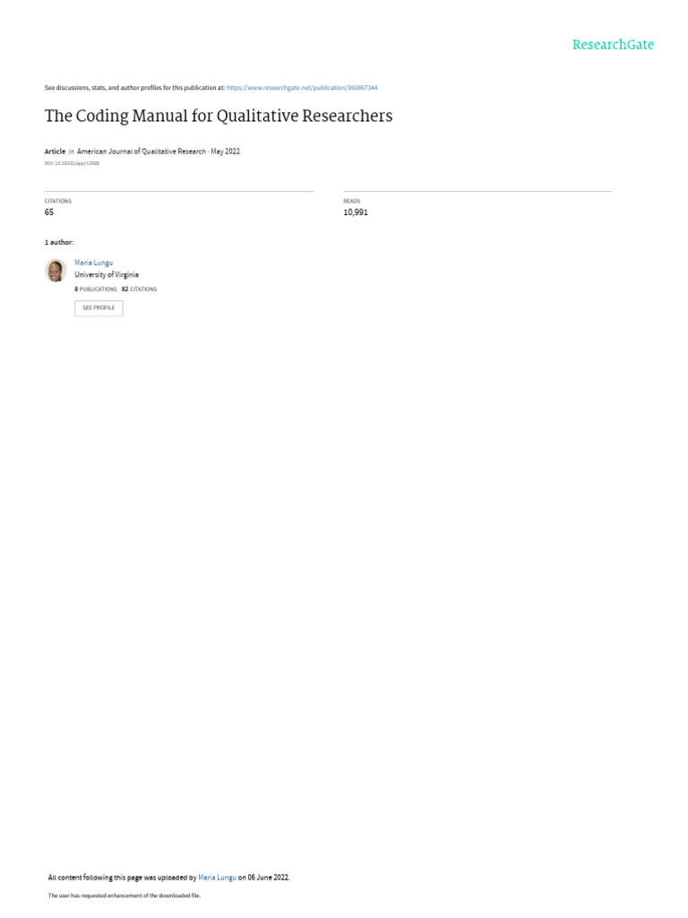 The Coding Manual For Qualitative Researchers 12085 | PDF | Qualitative Research | Data
