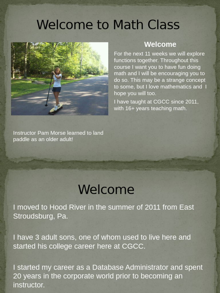 Math Class Welcome Slideshow | PDF