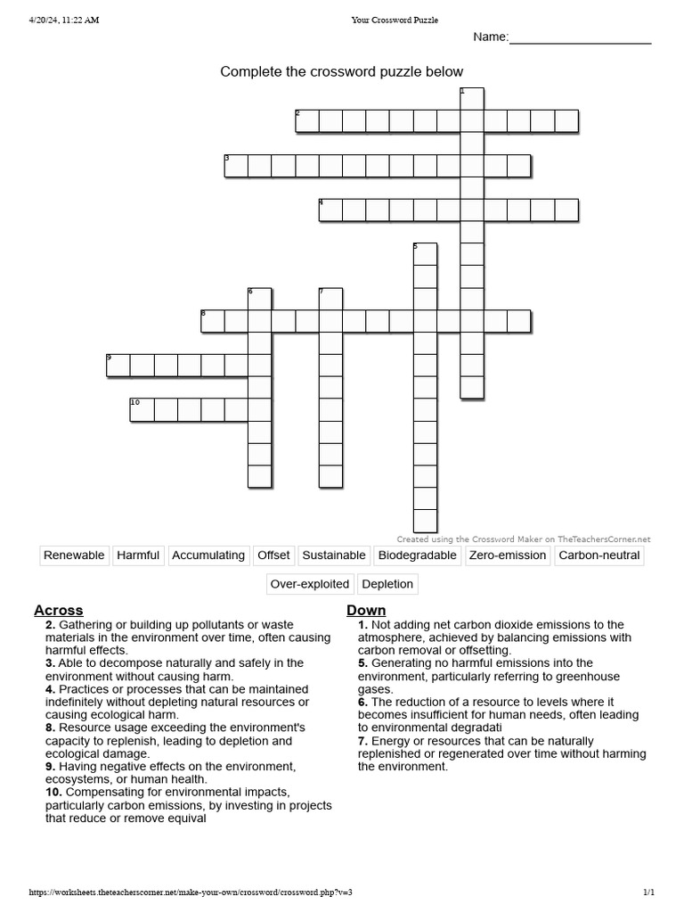 Your Crossword Puzzle | PDF | Greenhouse Gas | Sustainable Development