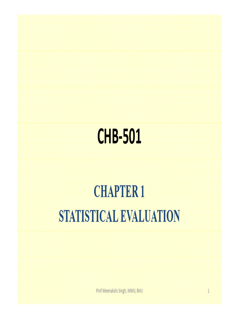 Statistical Evaluation in Analytical Chemistry | PDF | Accuracy And ...