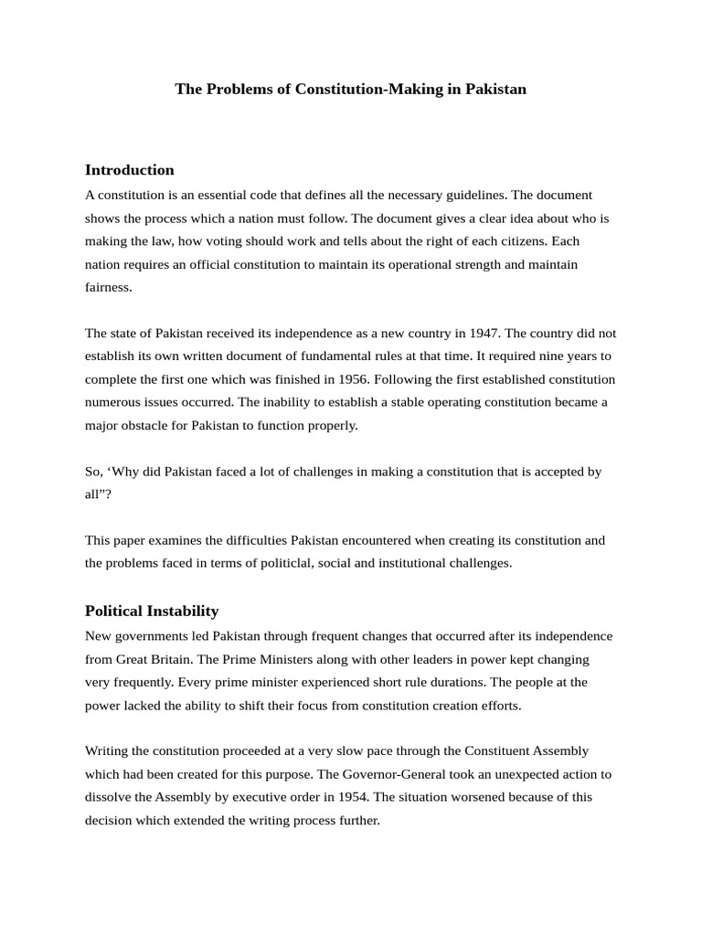 Challenges in Pakistan's Constitution-Making | PDF | Pakistan ...