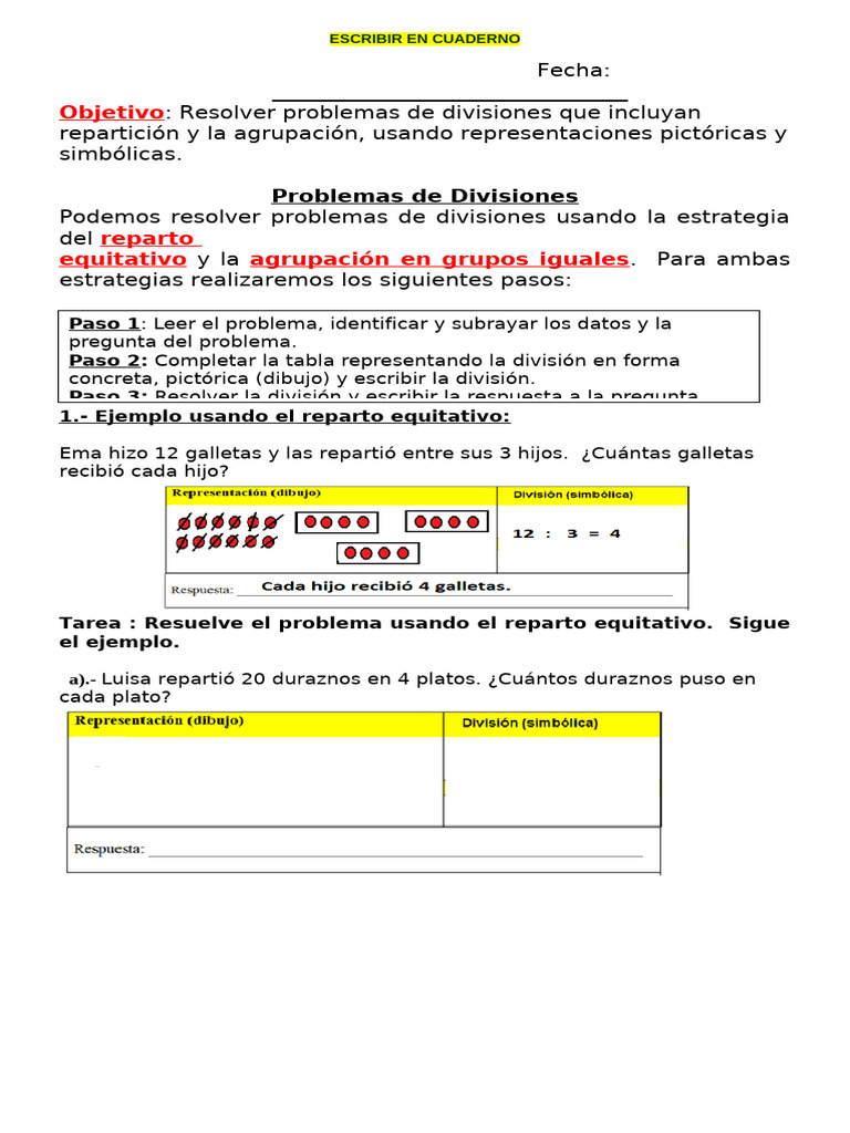 Problemas de División: Reparto y Agrupación | PDF