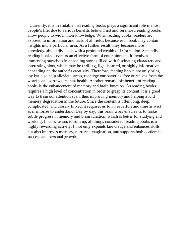 Benefits of Reading Books Explained | PDF
