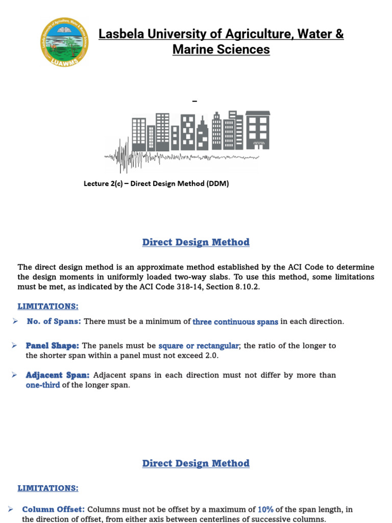 Direct Design Method for Two-Way Slabs | PDF | Beam (Structure) | Bending
