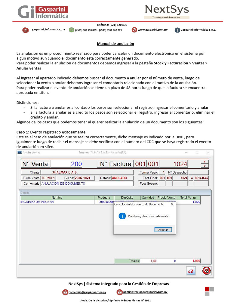 Guía para Anulación de Documentos en NextSys | PDF | Informática