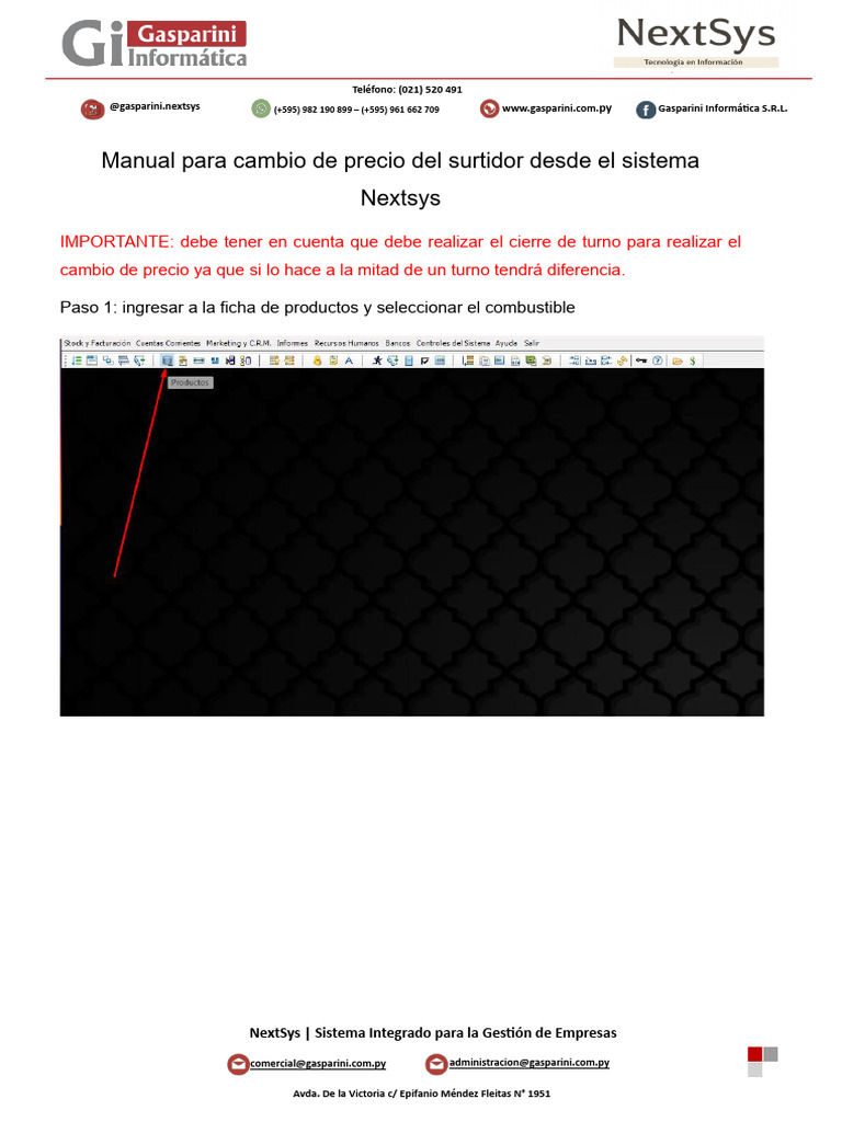 Cambio de Precio en NextSys Surtidores | PDF