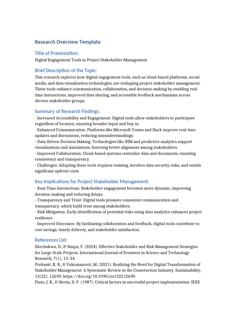 Digital Engagement Tools Research Overview | PDF | Business