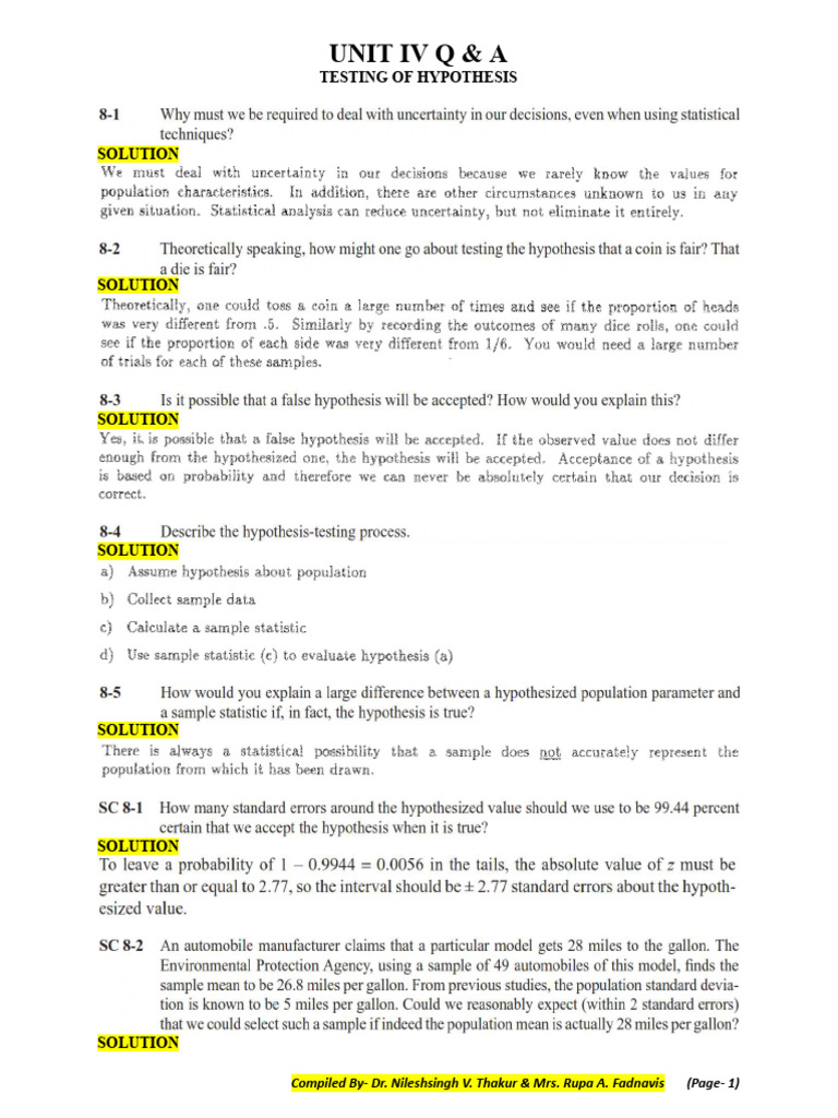 Unit IV - Q & A (For Mse-II & Ese) | PDF