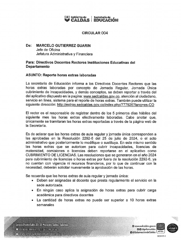 Circular 004 Del 14 de Enero de 2025 | PDF