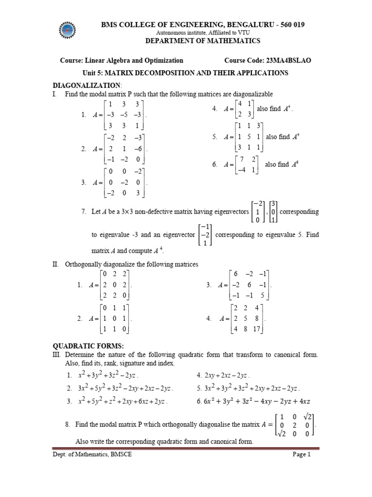 Matrix Decomposition and Applications | PDF | Eigenvalues And ...