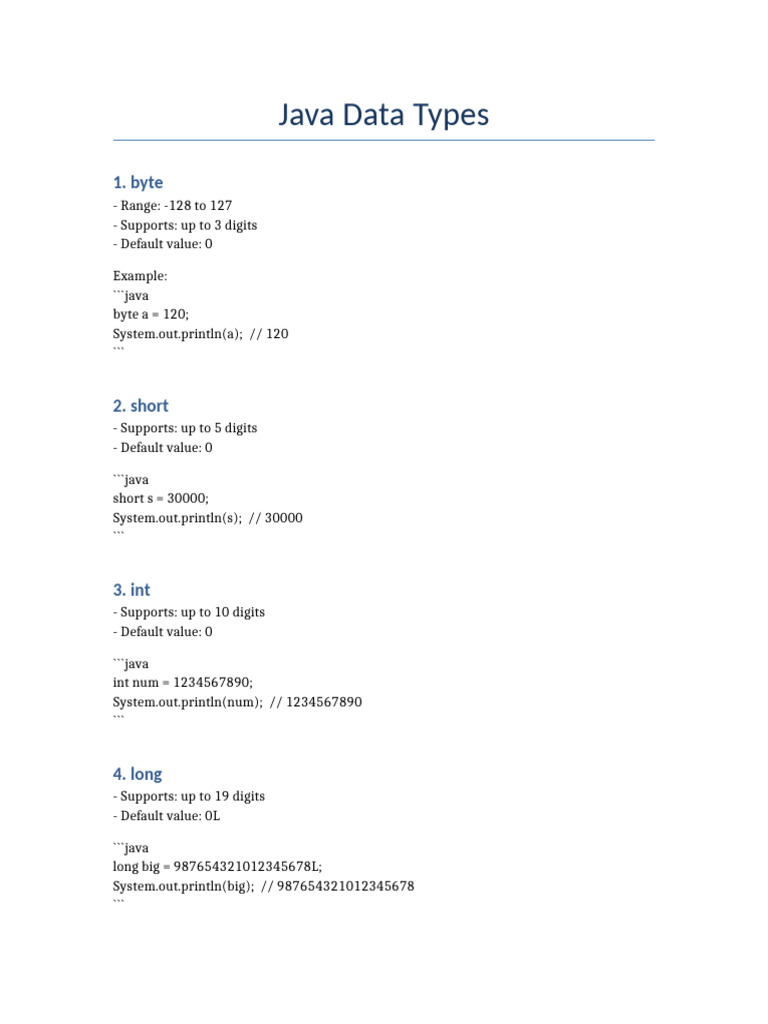 Java Data Types | PDF