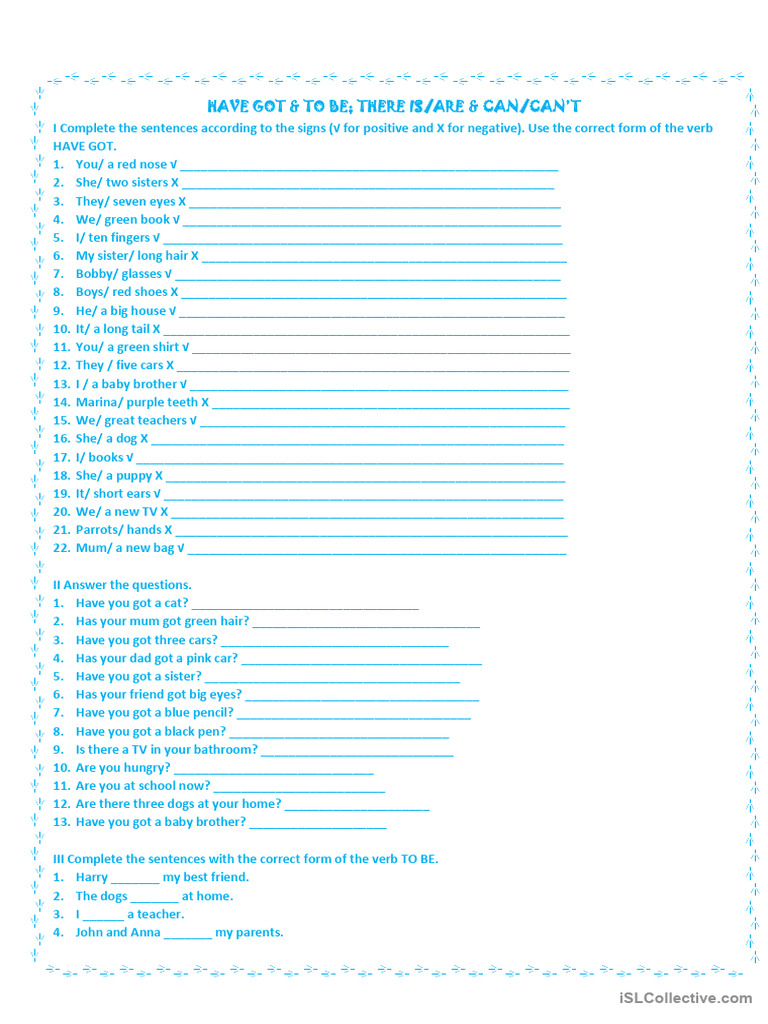 There Is - Are, To Be, Have Got & Can | PDF