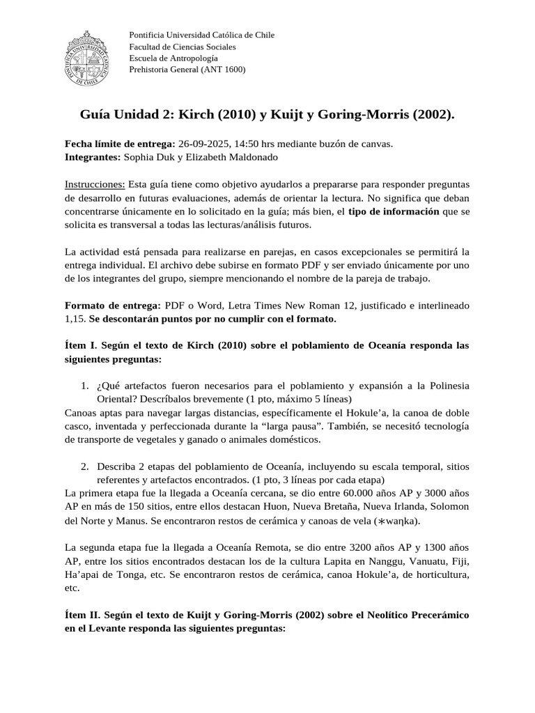 Guía Unidad 2 Kirch (2010) y Kuijt y Goring-Morris (2002) - 3 | PDF