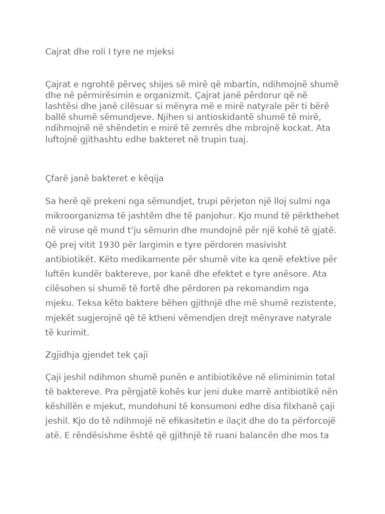 Cajrat Dhe Roli I Tyre Ne Mjeksi | PDF