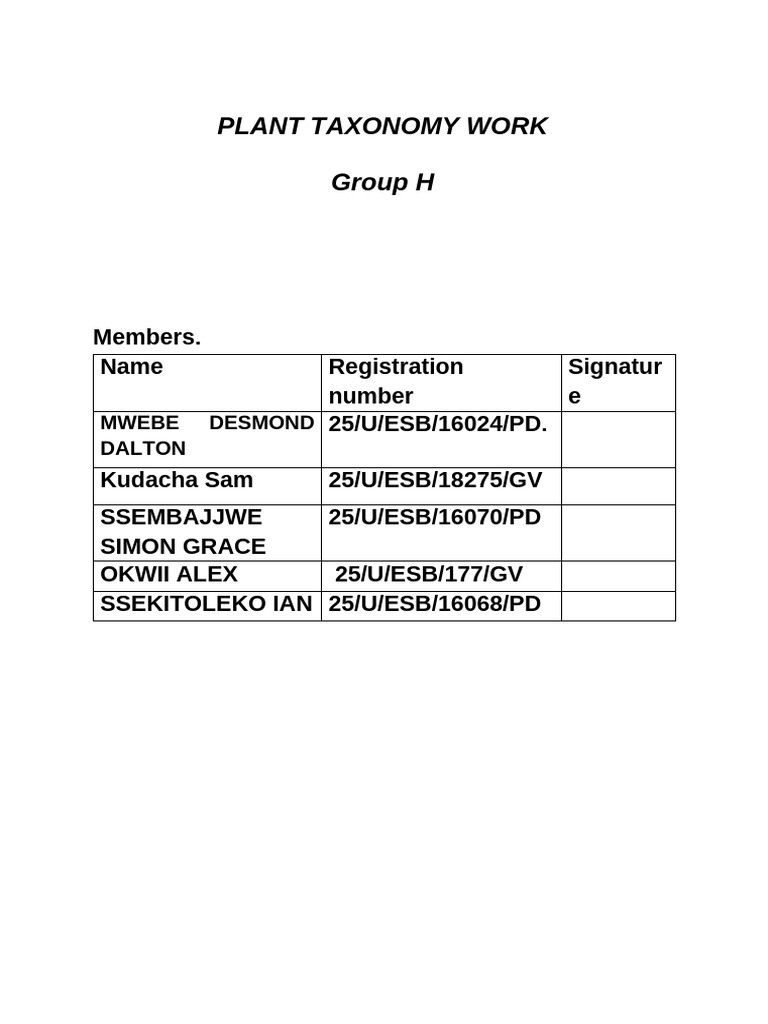 Plant Taxonomy Practical Work | PDF | Botany | Organisms