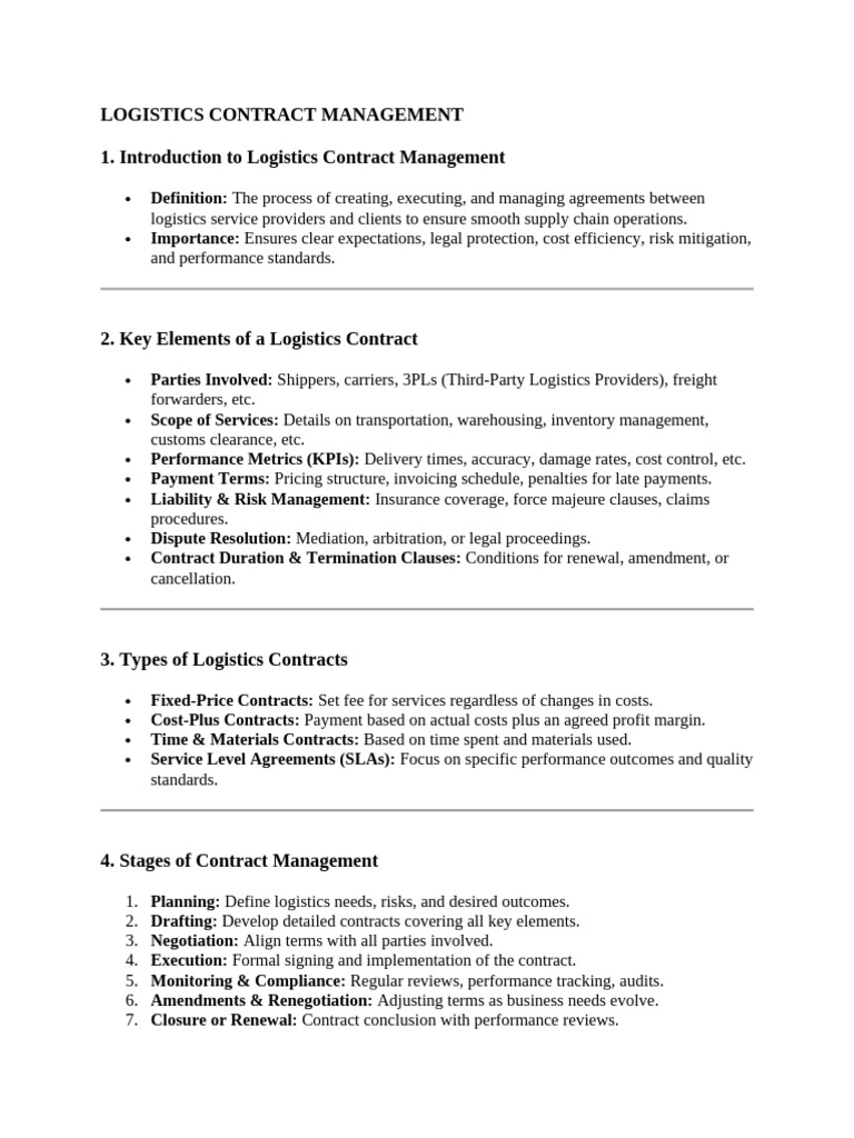 Effective Logistics Contract Management | PDF | Logistics | Risk Management