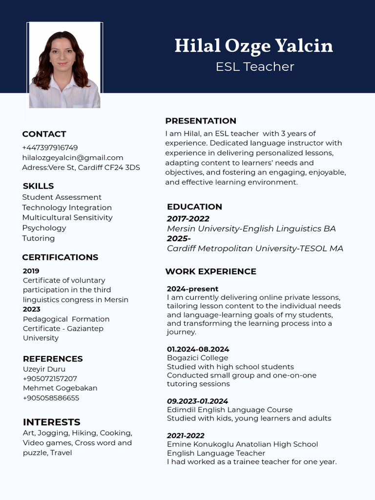 ESL Teacher with 3 Years Experience | PDF