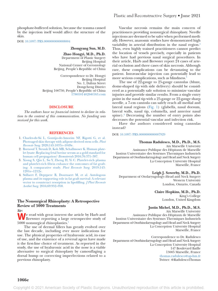 Nonsurgical Rhinoplasty Insights and Risks | PDF | Scar | Surgery