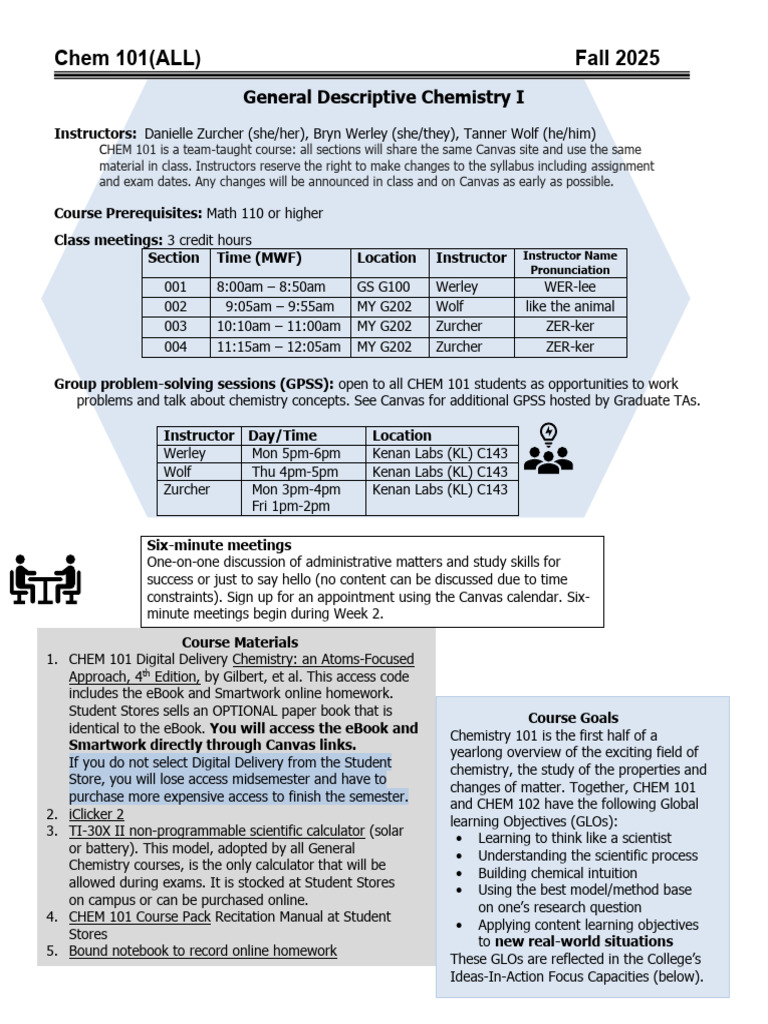 Chem 101 Syllabus Fall 2025 | PDF | Artificial Intelligence ...