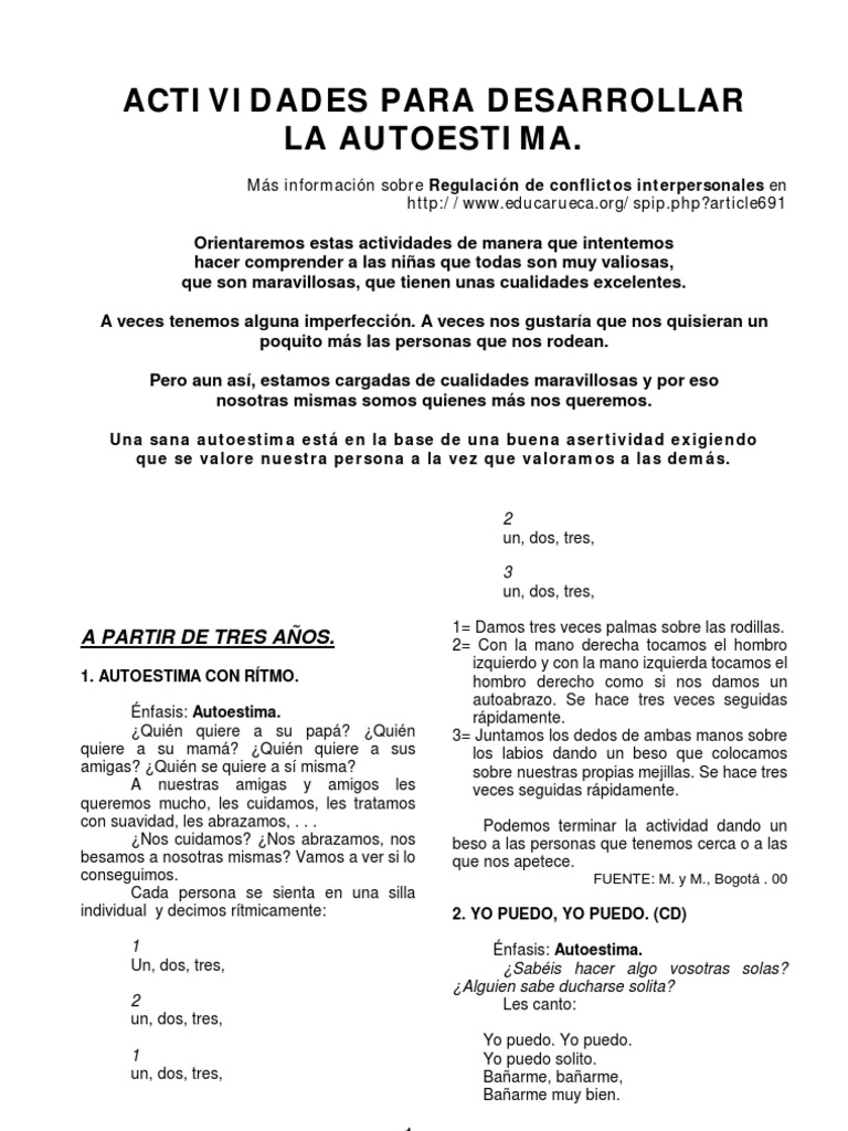 16 Actividades de Autoestima | PDF | Autoestima | Ejercicio físico