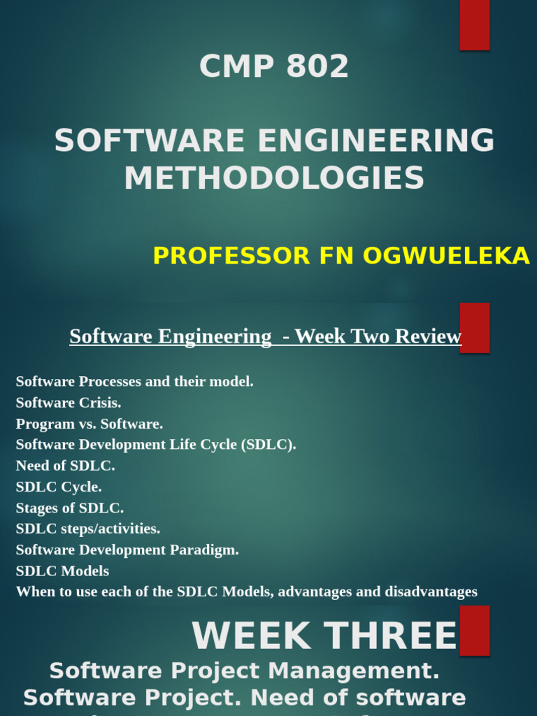 Week 4 CMP 802 Lecture | PDF | Project Management | Software Development Process