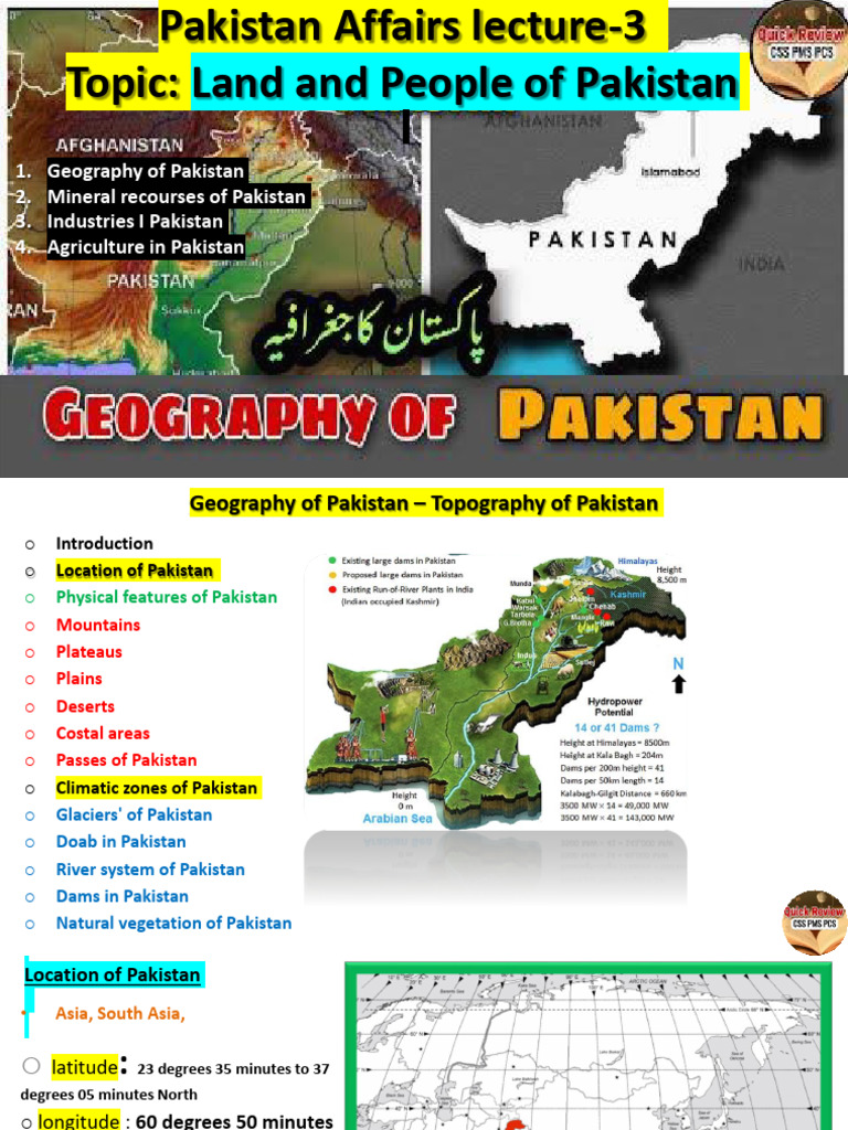 Pak Affairs Lecture-3 Land and People of Pakistan (Geography of ...