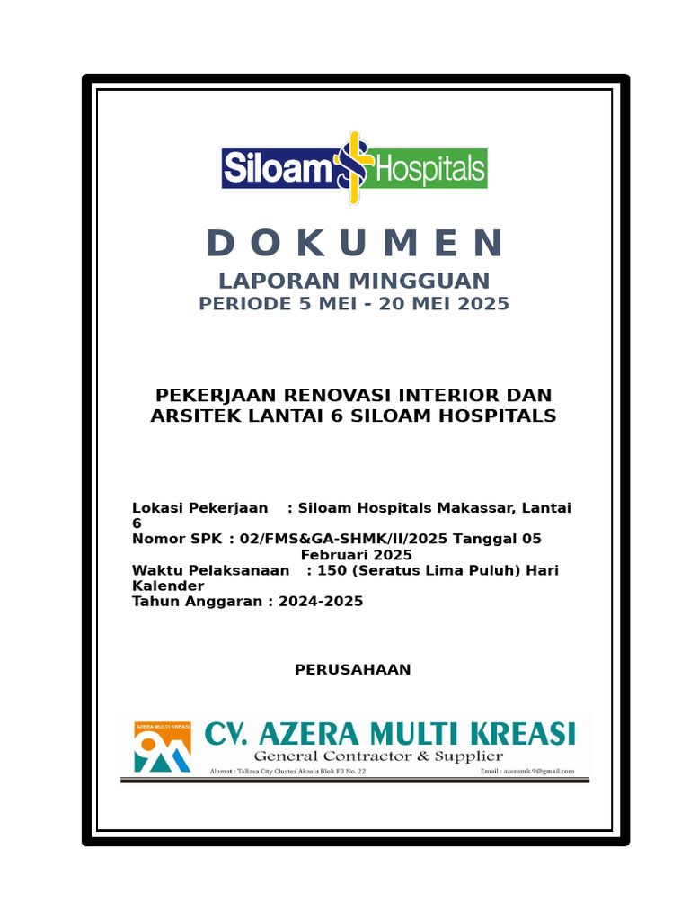 Laporan Renovasi Interior Siloam 2025 | PDF