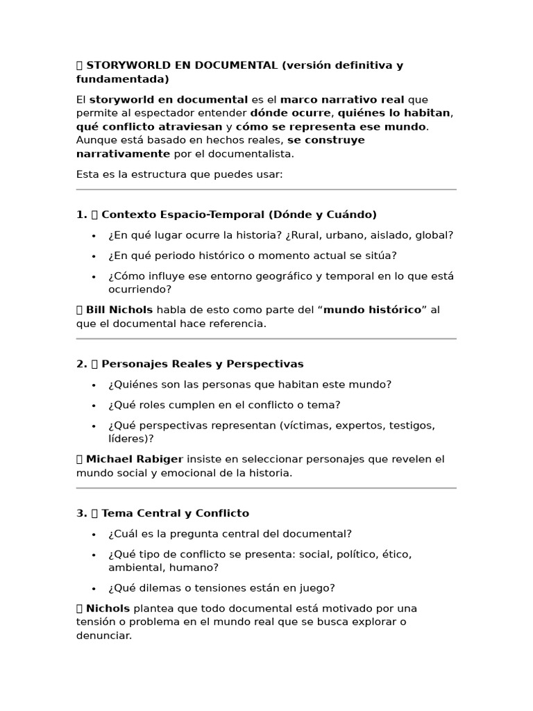 Storyworld en Documental | PDF | Educación en artes liberales
