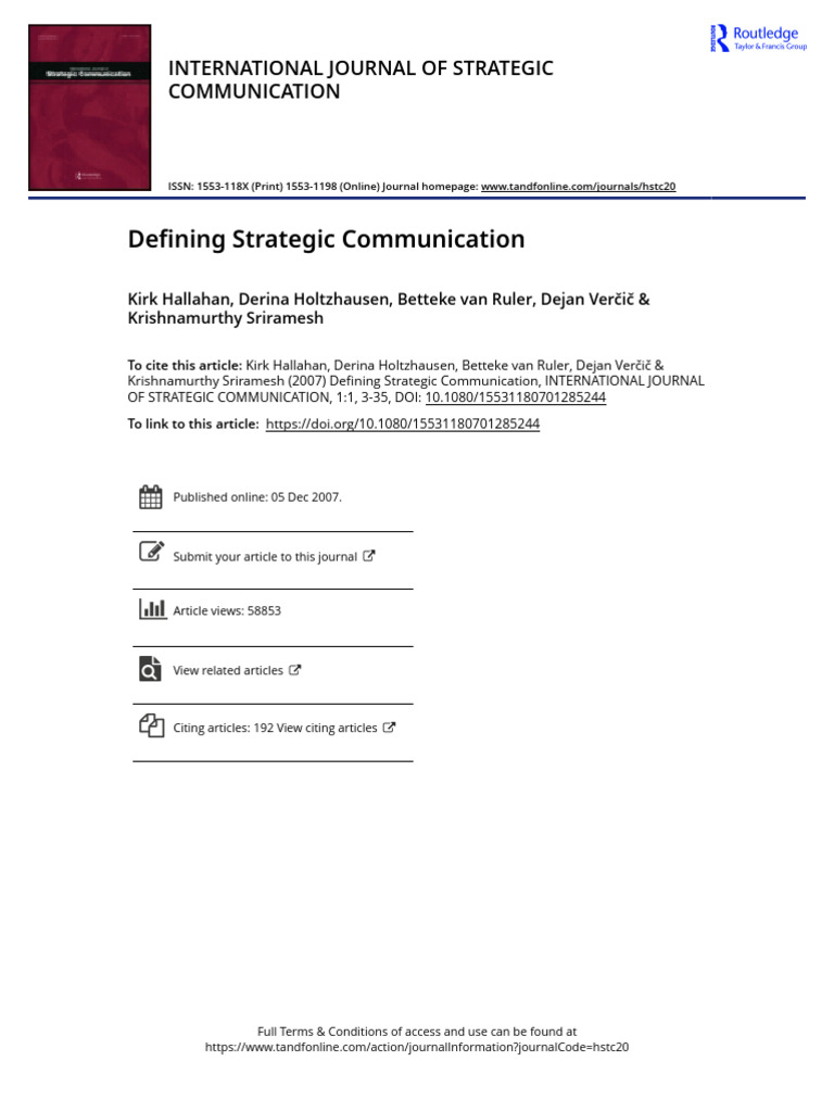 Defining Strategic Communication | PDF | Communication | Marketing ...