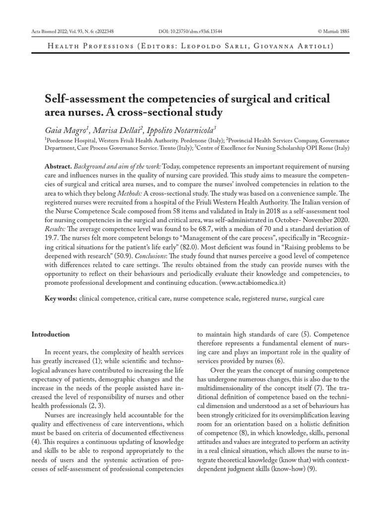 Nurse Competency Assessment in Surgery | PDF | Nursing | Experience