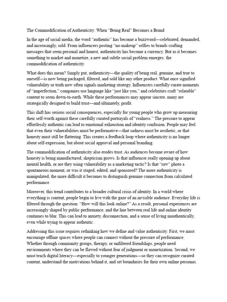 The Commodification of Authenticity | PDF | Brand | Psychological Concepts