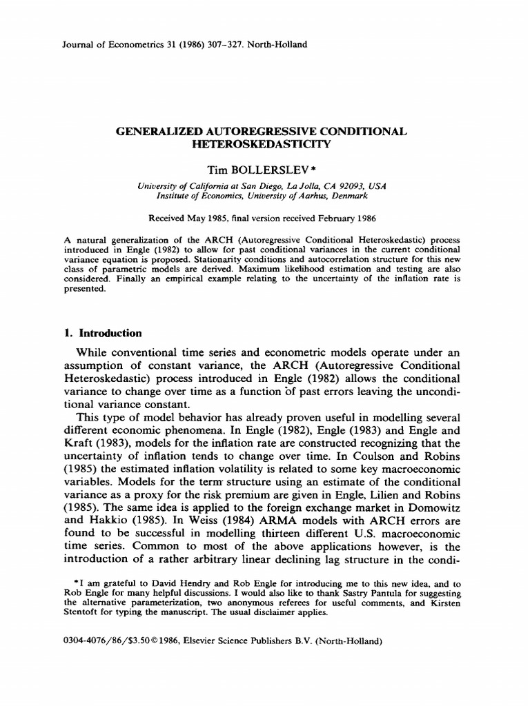 Generalized Autoregressive Conditional Heteroskedasticity | PDF ...