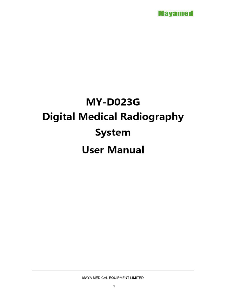 Digital X-Ray System User Manual | PDF | Radiography | Power Supply
