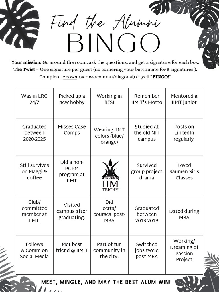 Alumni Bingo Final | PDF