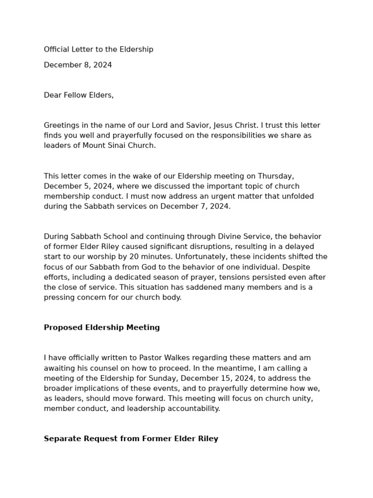 Urgent Eldership Meeting Notice | PDF | Elder (Christianity) | Wisdom
