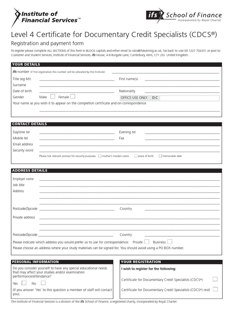 CDCS Registration Form - SFLB | PDF | Debit Card