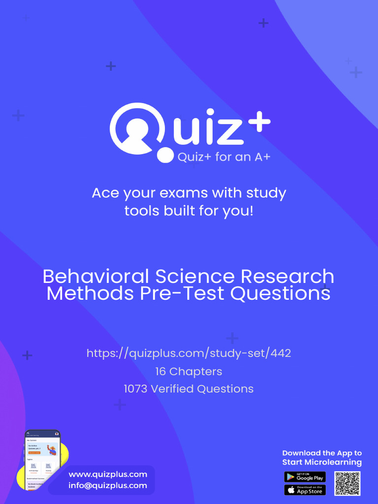 Behavioral Science Research Methods Pre-Test Questions - 1073 Verified ...