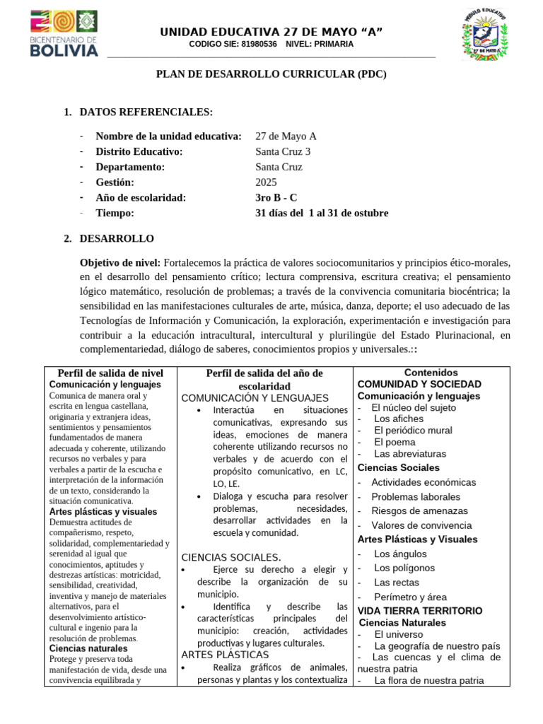 Plan de 3ro 2025 | PDF | Comunicación | Creatividad