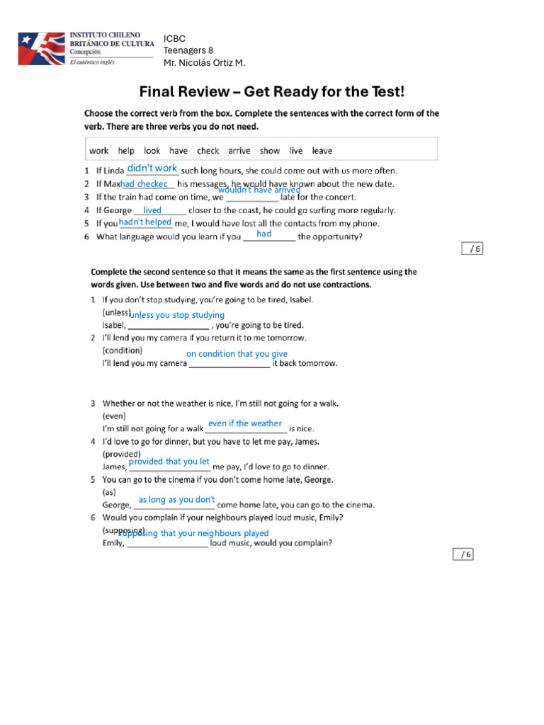 Final Review for ICBC Teenagers 8 Test | PDF