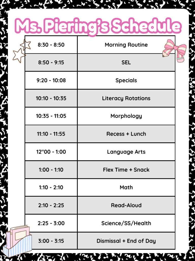 Ms. Piering's Daily Class Schedule | PDF