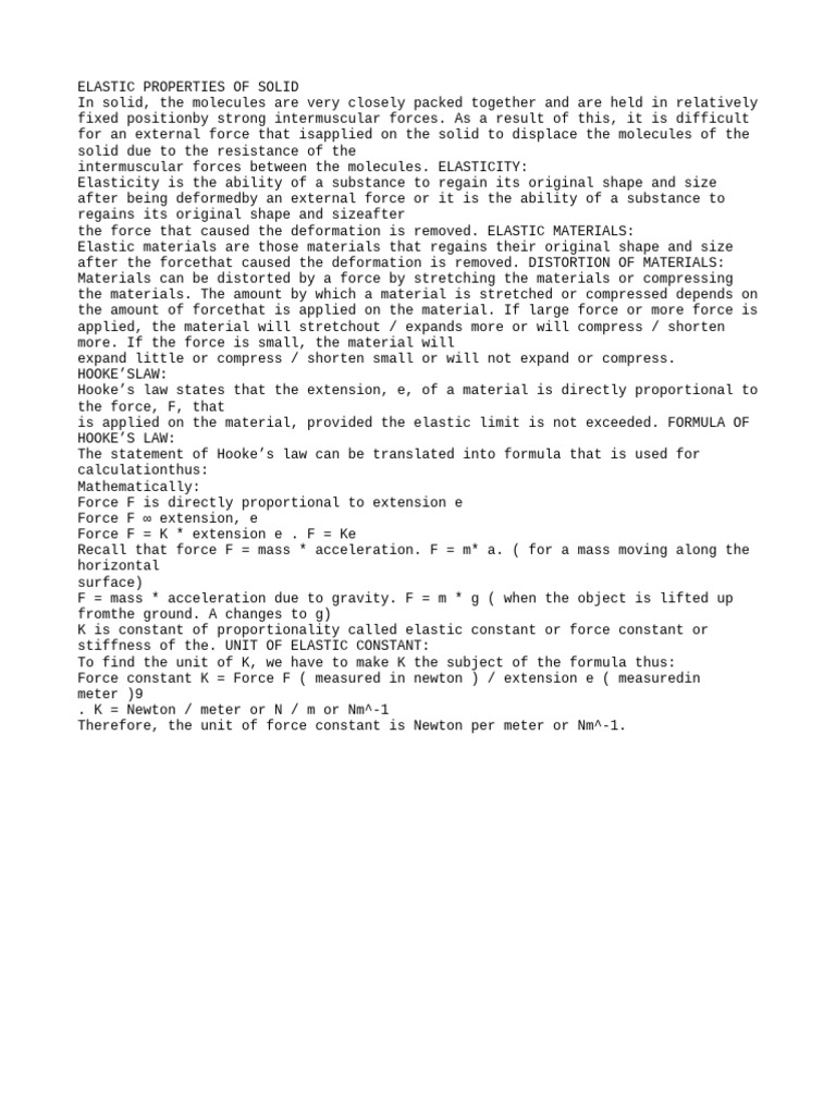 Elastic Properties of Solid | PDF