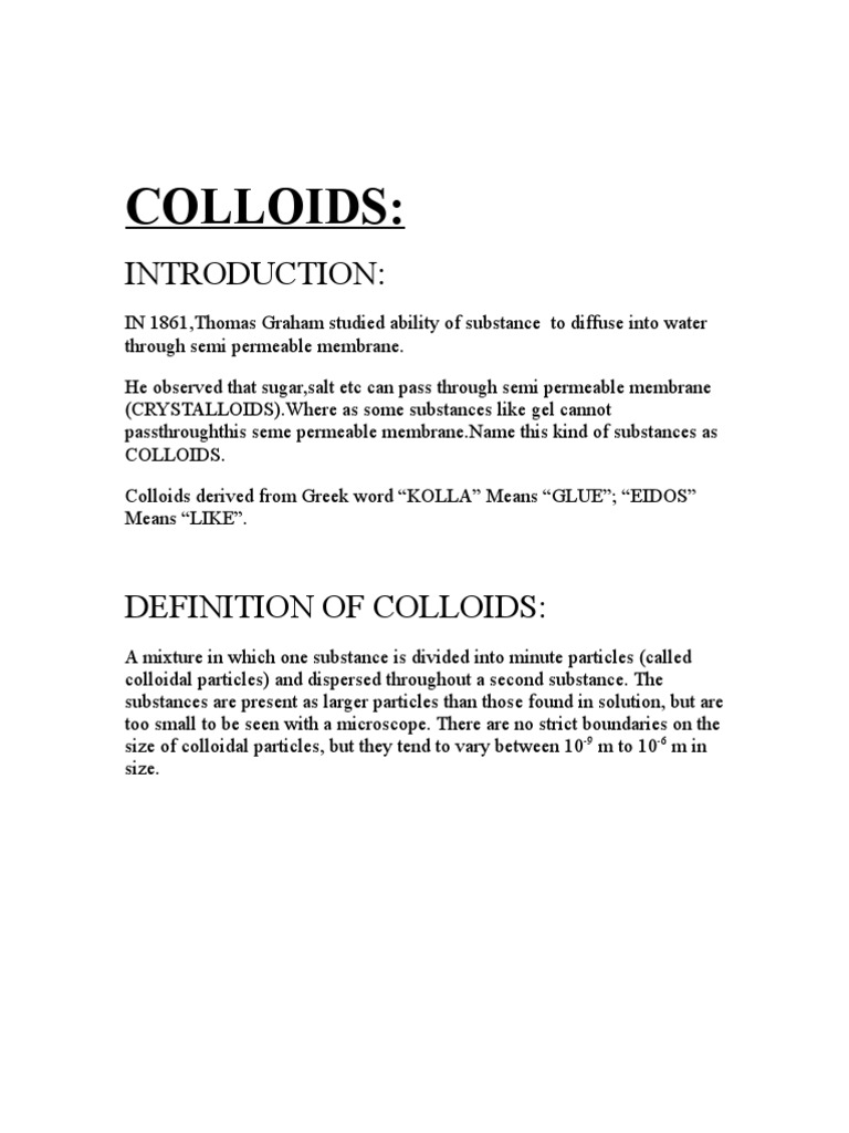 Understanding Colloids: Types and Properties | PDF | Colloid | Solution