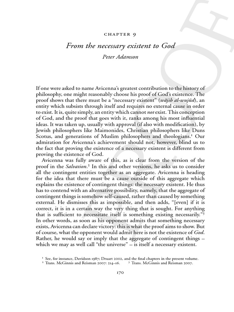 From The Necessary Existent To God Adamson | PDF | Nous | Existence