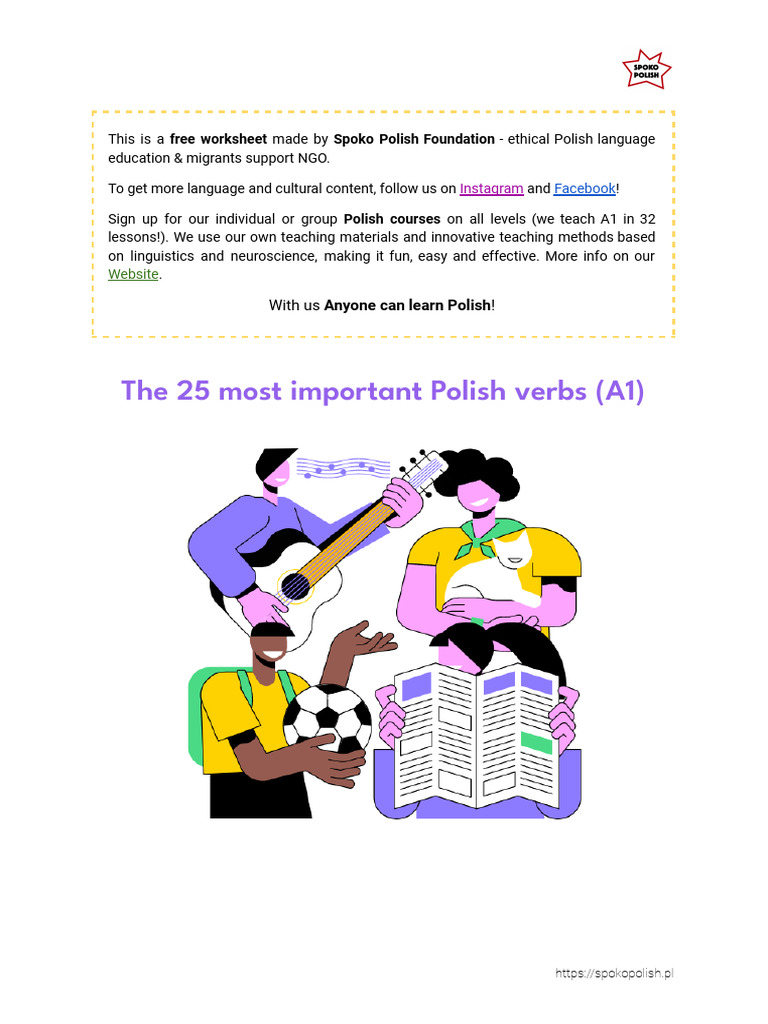 Spoko Polish The 25 Most Important Polish Verbs | PDF