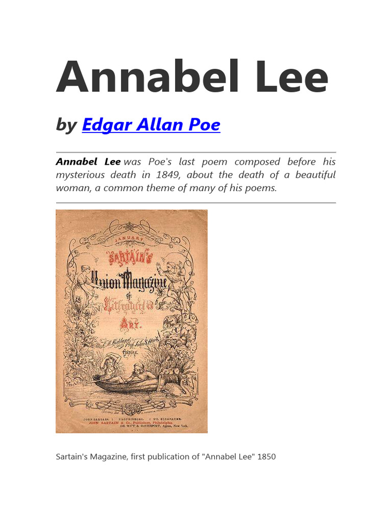 Annabel Lee: Poe's Final Poem | PDF